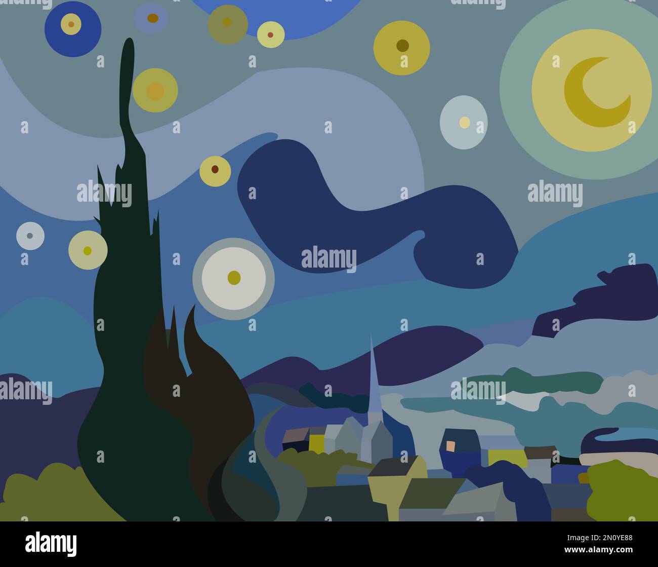 The Starry Night painting after abstraction, Vincent van Gogh Stock ...
