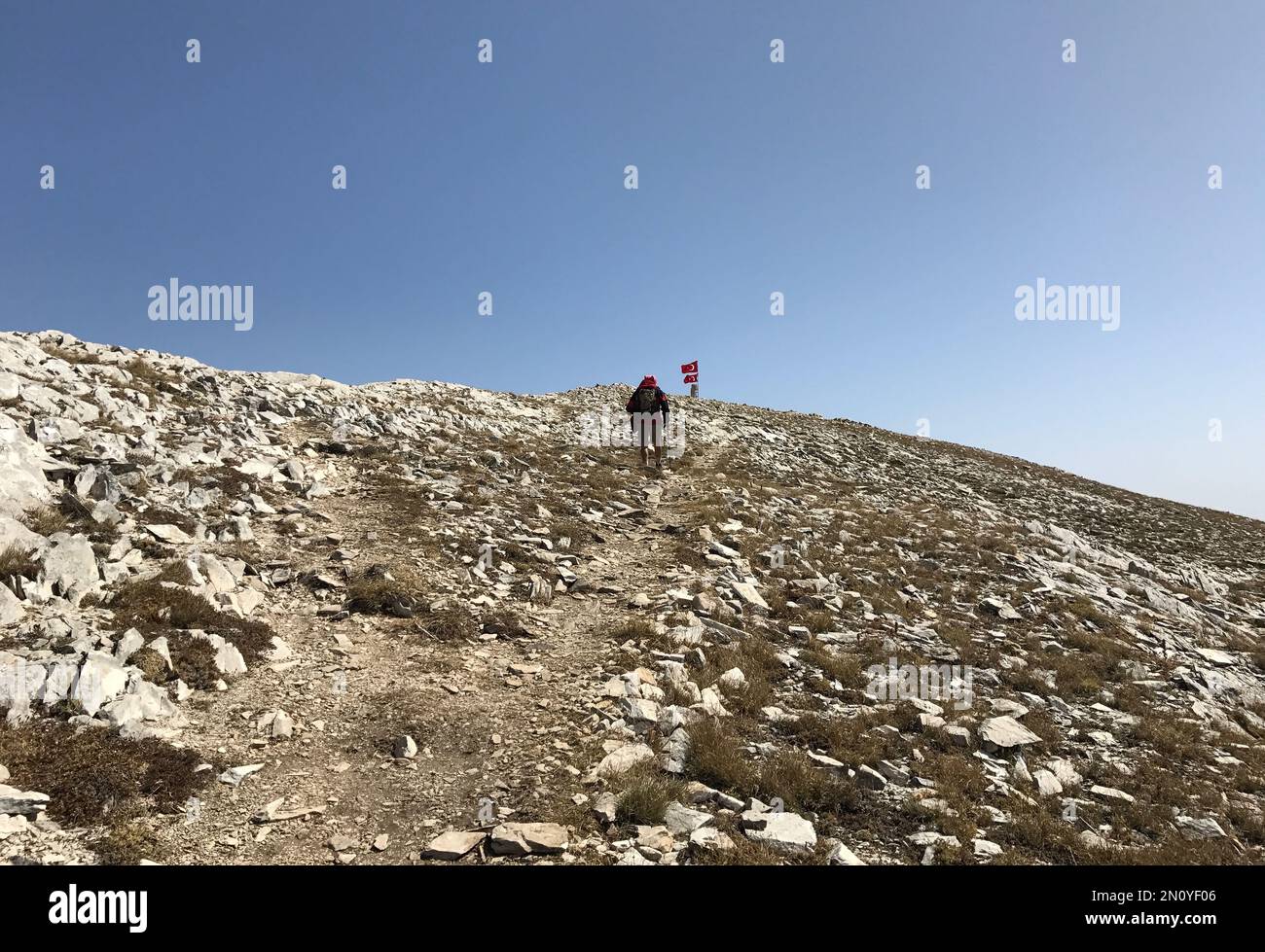 Mountaineer climbing at Mount Uludag Great Summit in Bursa, Turkey ...