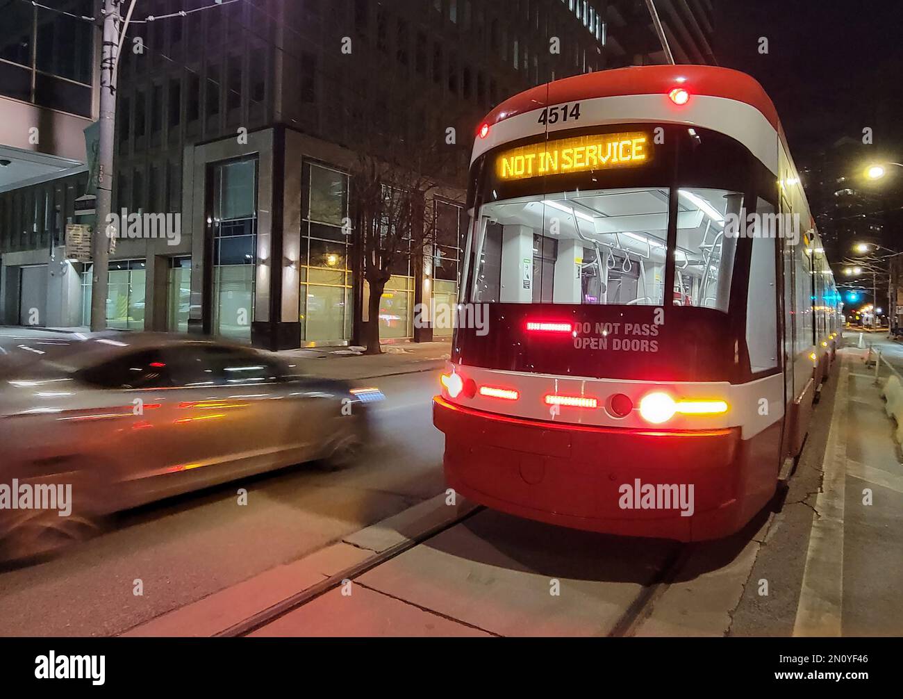 Toronto Transit Commission streetcars sit on Adelaide street east at ...