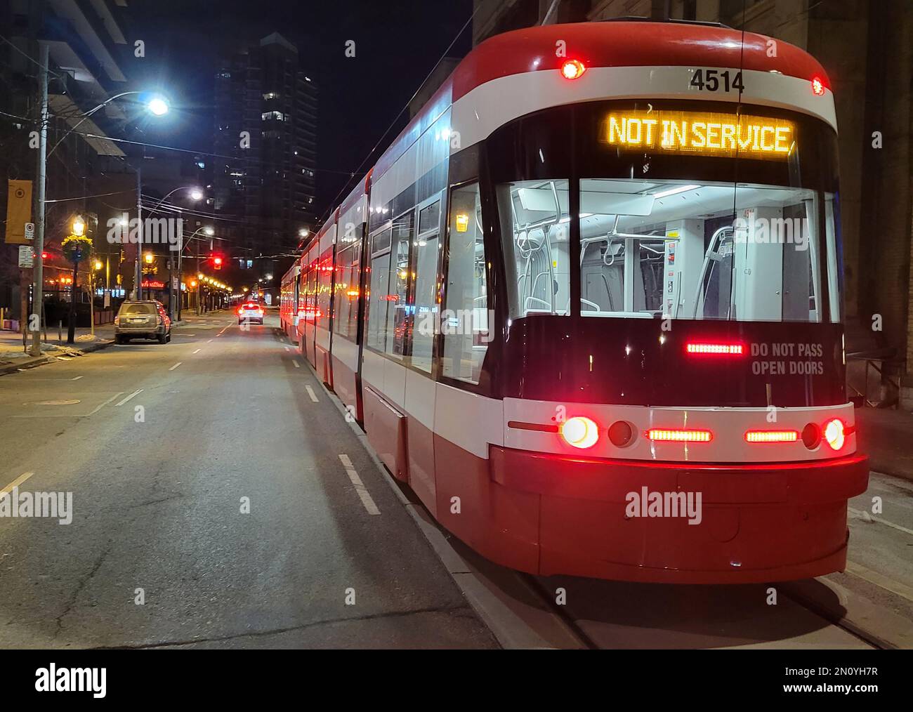Toronto Transit Commission streetcars sit on Adelaide street east at ...