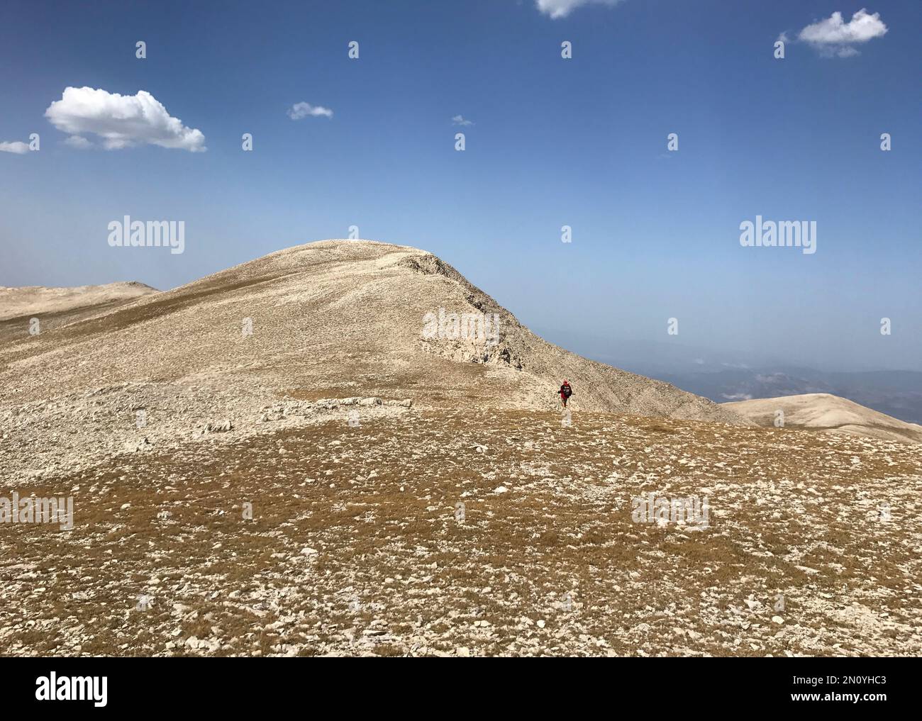 Mountaineer going down Mount Uludag in Bursa, Turkey. Uludag is the ...