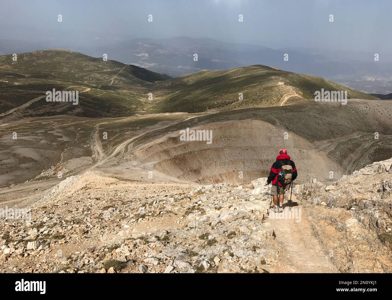 Mountaineer going down Mount Uludag Volfram Mine in Bursa, Turkey ...