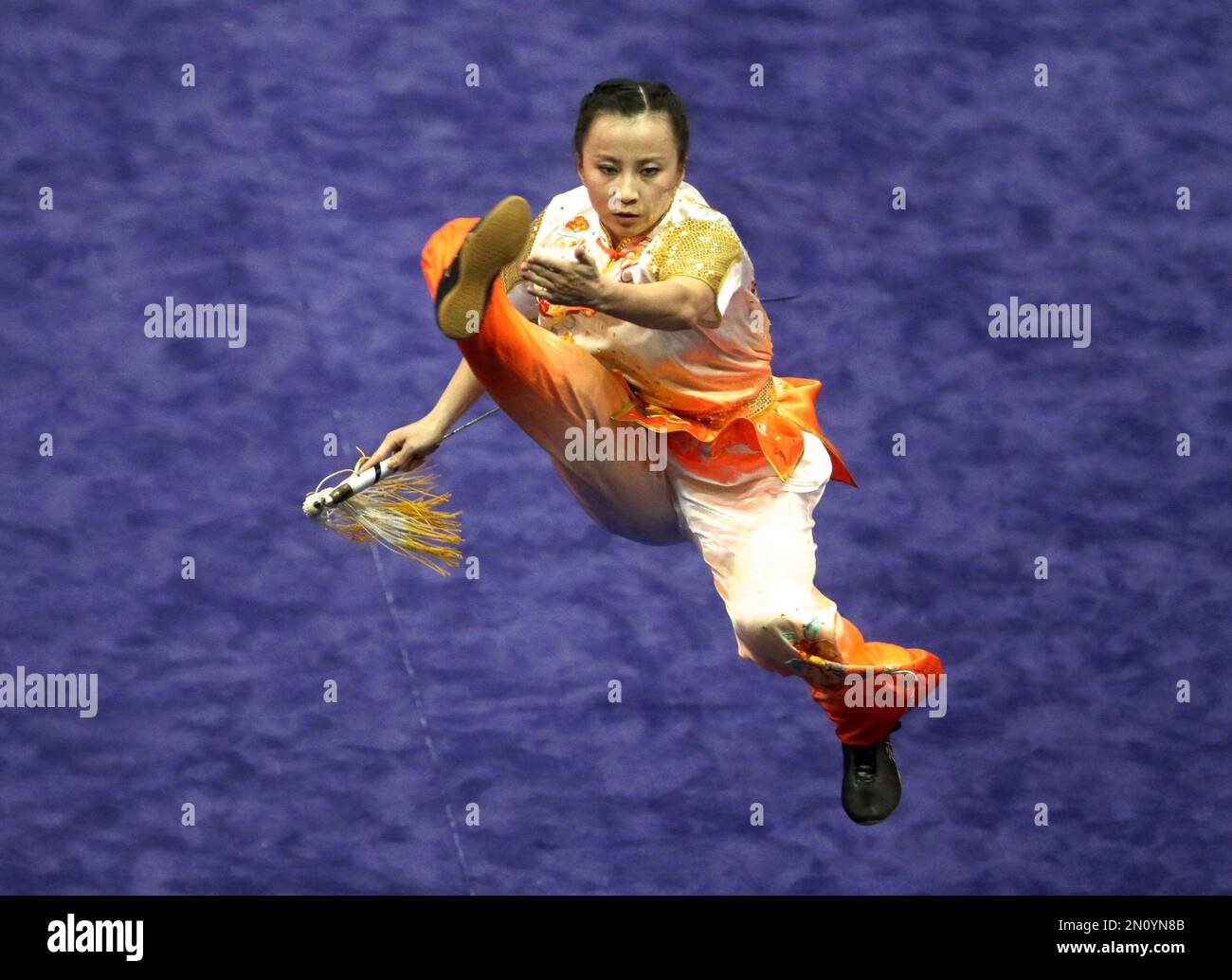 Hong Kong's Zheng Tianhui competes during the women's jianshu ...