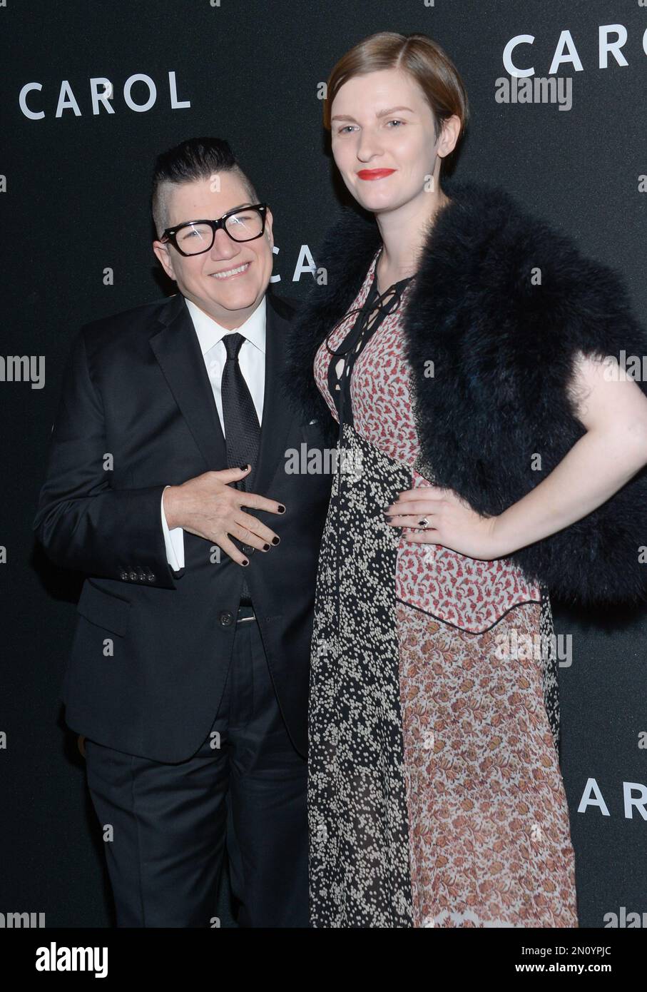 Lea DeLaria, left, and fiancée Chelsea Fairless attend the premiere of ...