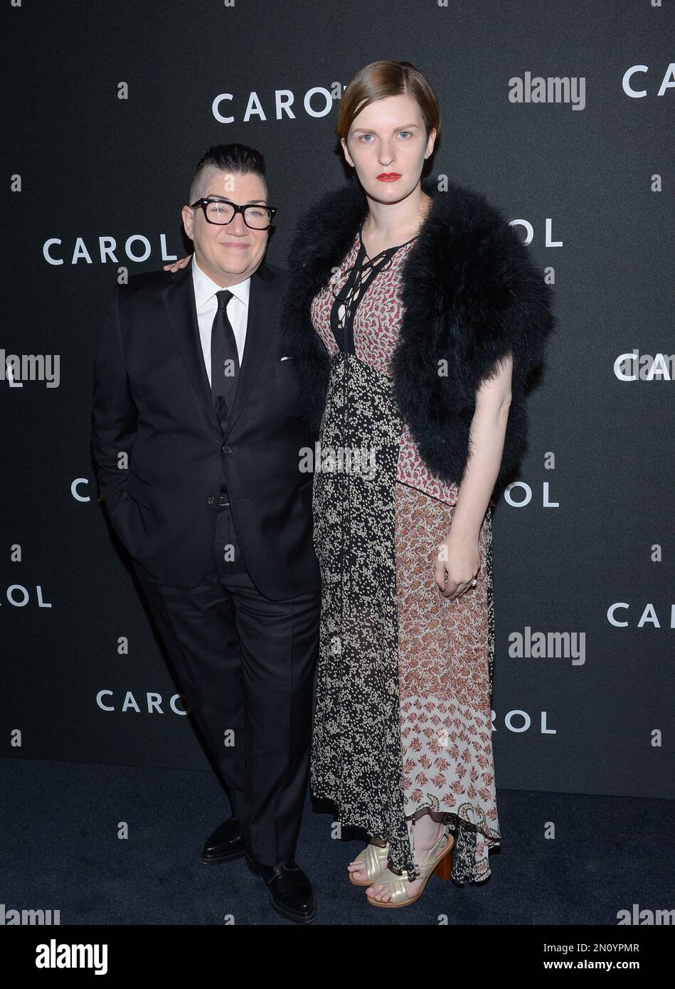 Lea DeLaria, left, and fiancée Chelsea Fairless attend the premiere of ...