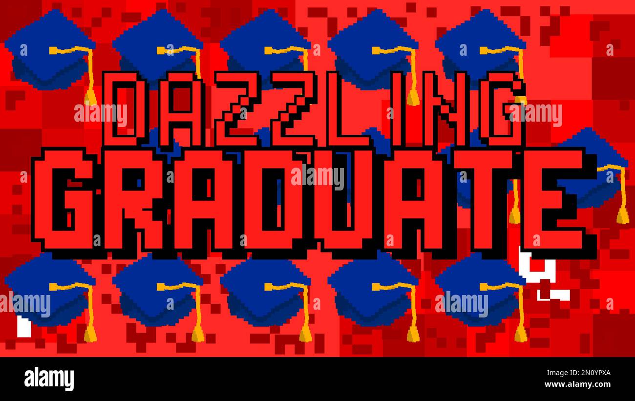 Dazzling Graduate. pixelated word with geometric graphic background ...