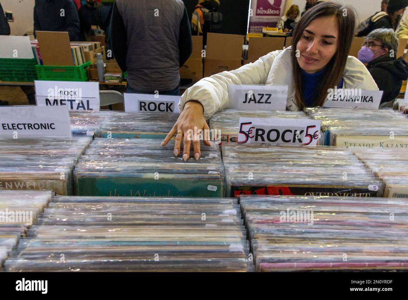 Athens, Greece. 5th Feb, 2023. An employee of a record store is seen at ...