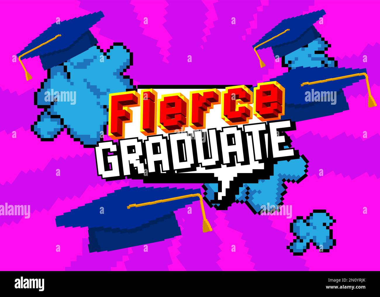 Fierce Graduate. pixelated word with geometric graphic background ...
