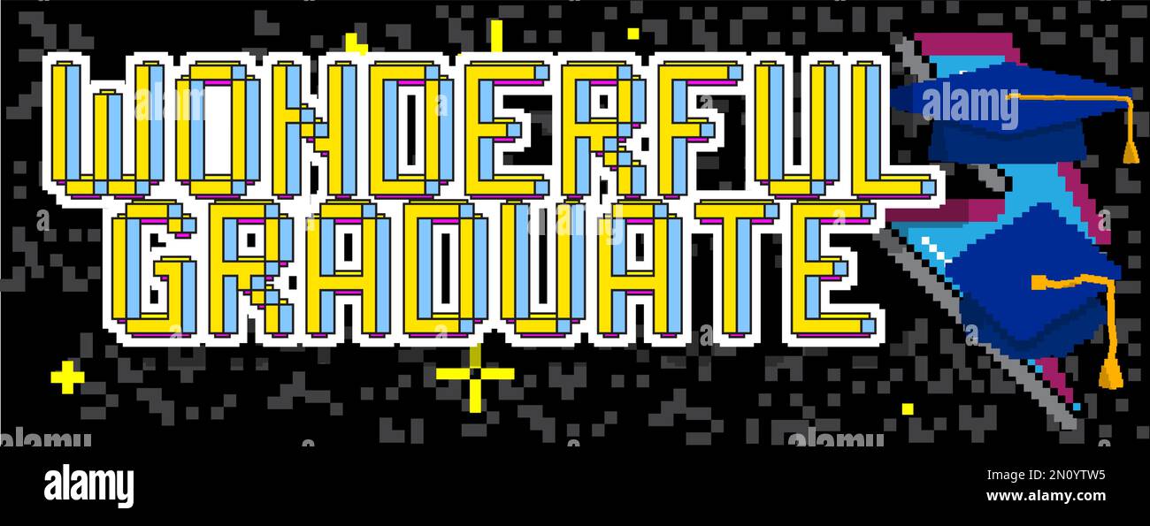 Wonderful Graduate. pixelated word with geometric graphic background ...