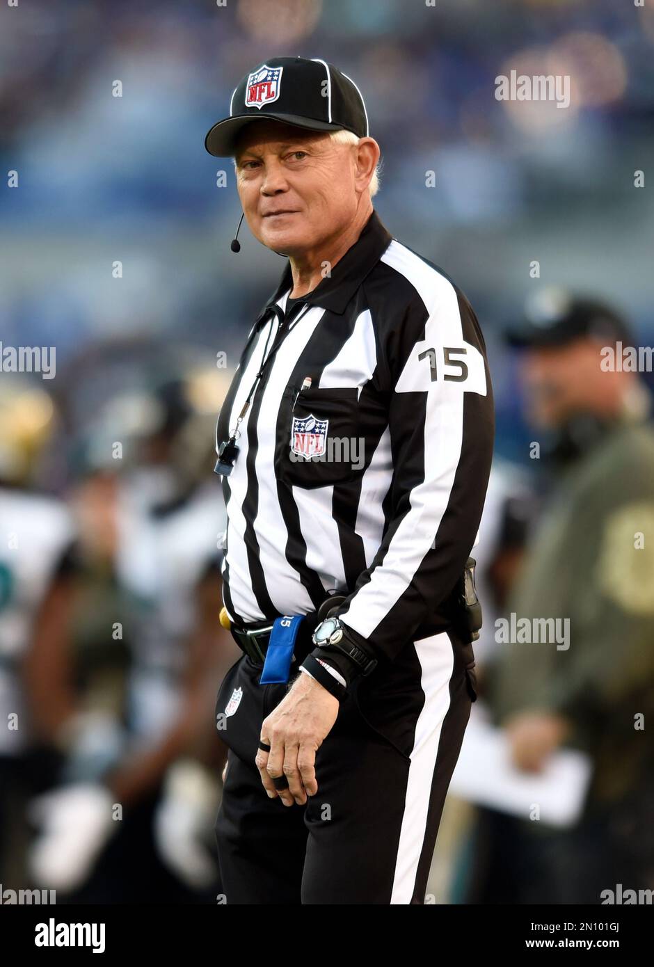 Field judge Rick Patterson stands on the field in the second half an ...