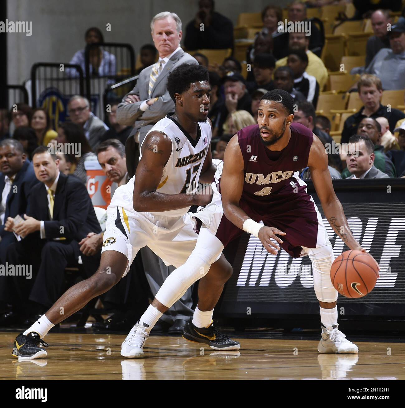 Missouri's Namon Wright, left, defends against Maryland-Eastern Shore's ...