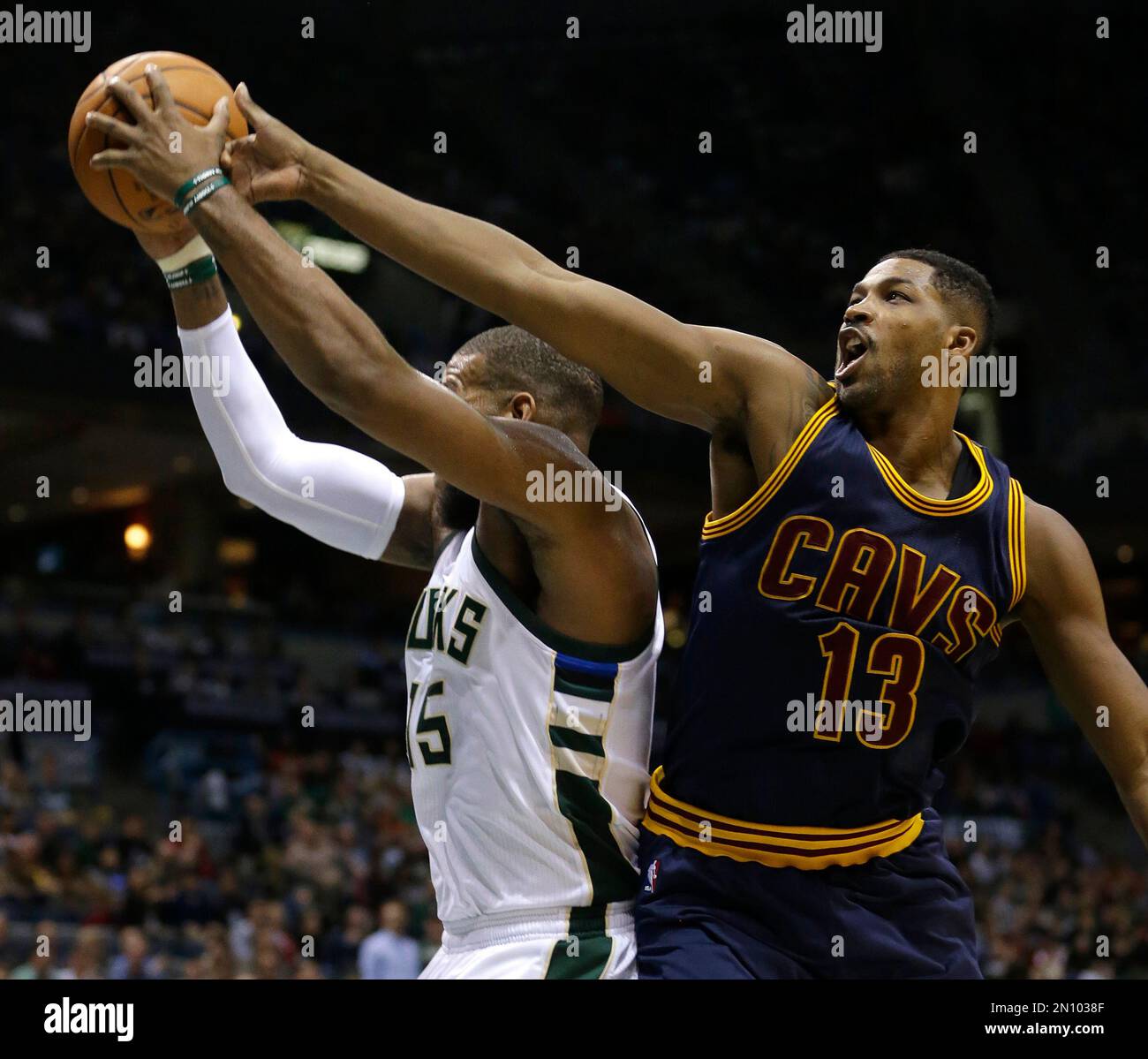 Cleveland Cavaliers' Tristan Thompson (13) and Milwaukee Bucks' Greg ...