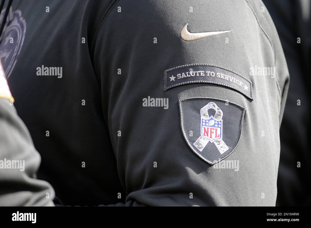 Salute to Service military appreciation logos are worn on the shirts of ...