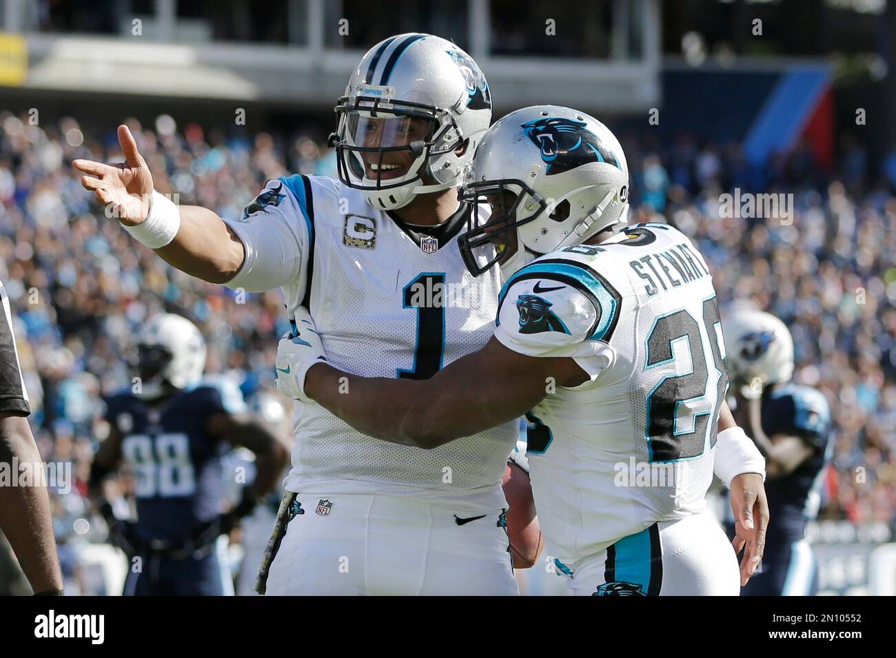 Carolina Panthers running back Jonathan Stewart (28) celebrates with ...