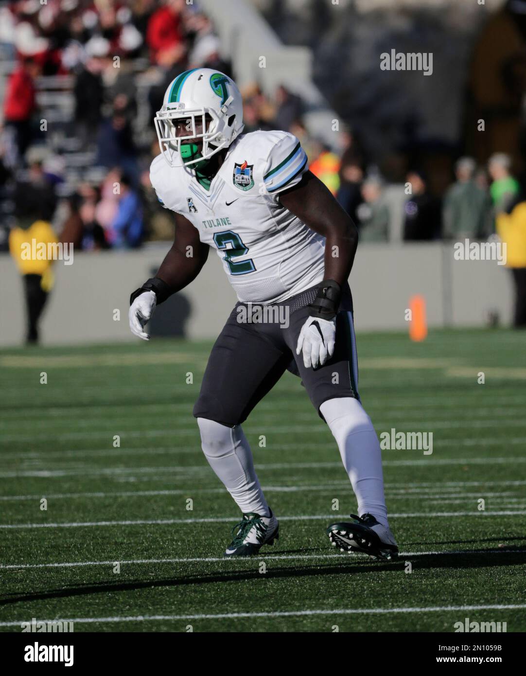 Tulane safety Darion Monroe (2) works against Army during the second ...