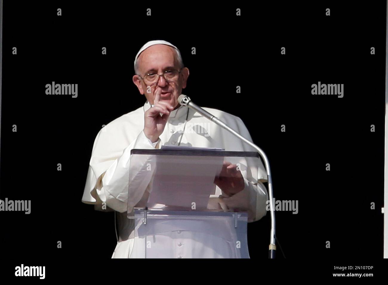 Pope Francis delivers his Angelus noon prayer in St. Peter's square at ...