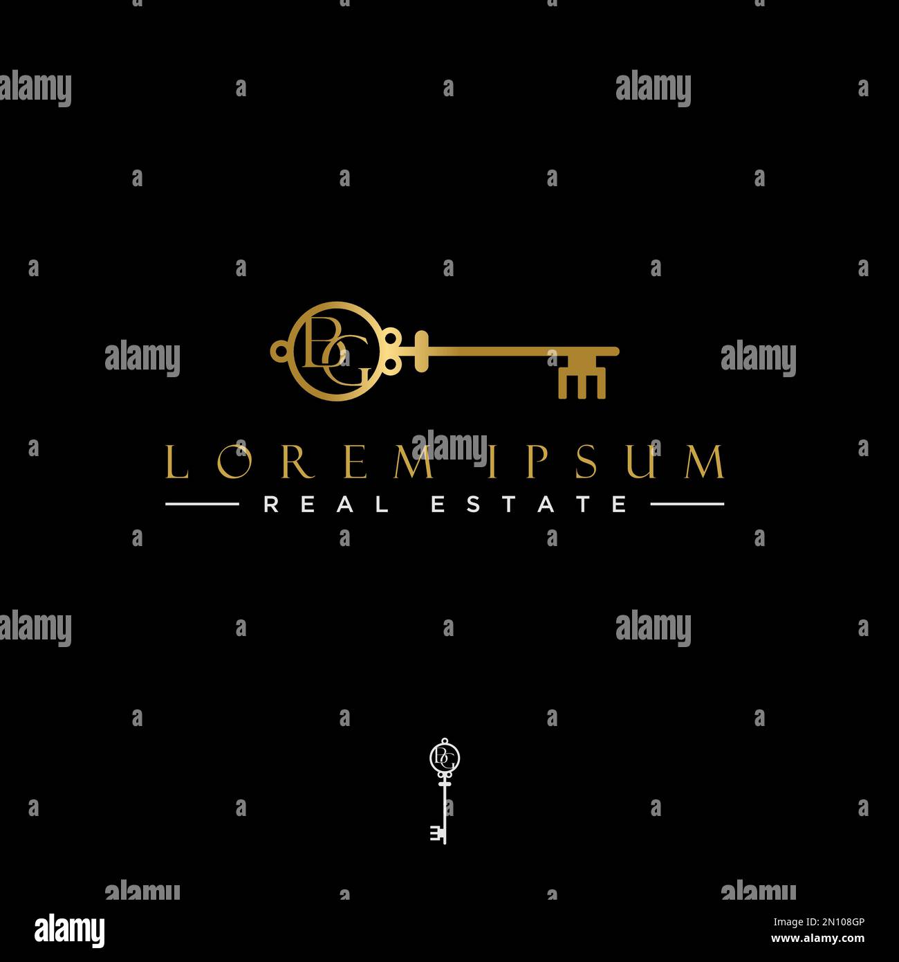 Letter or word BG font inside Key image graphic icon logo design ...