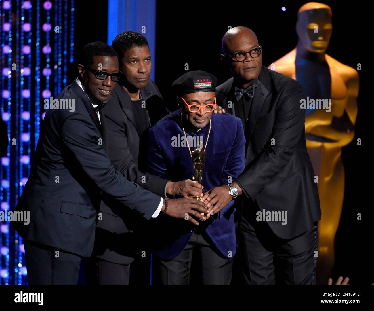 Wesley Snipes, from left, Denzel Washington, Spike Lee, honorary Oscar ...