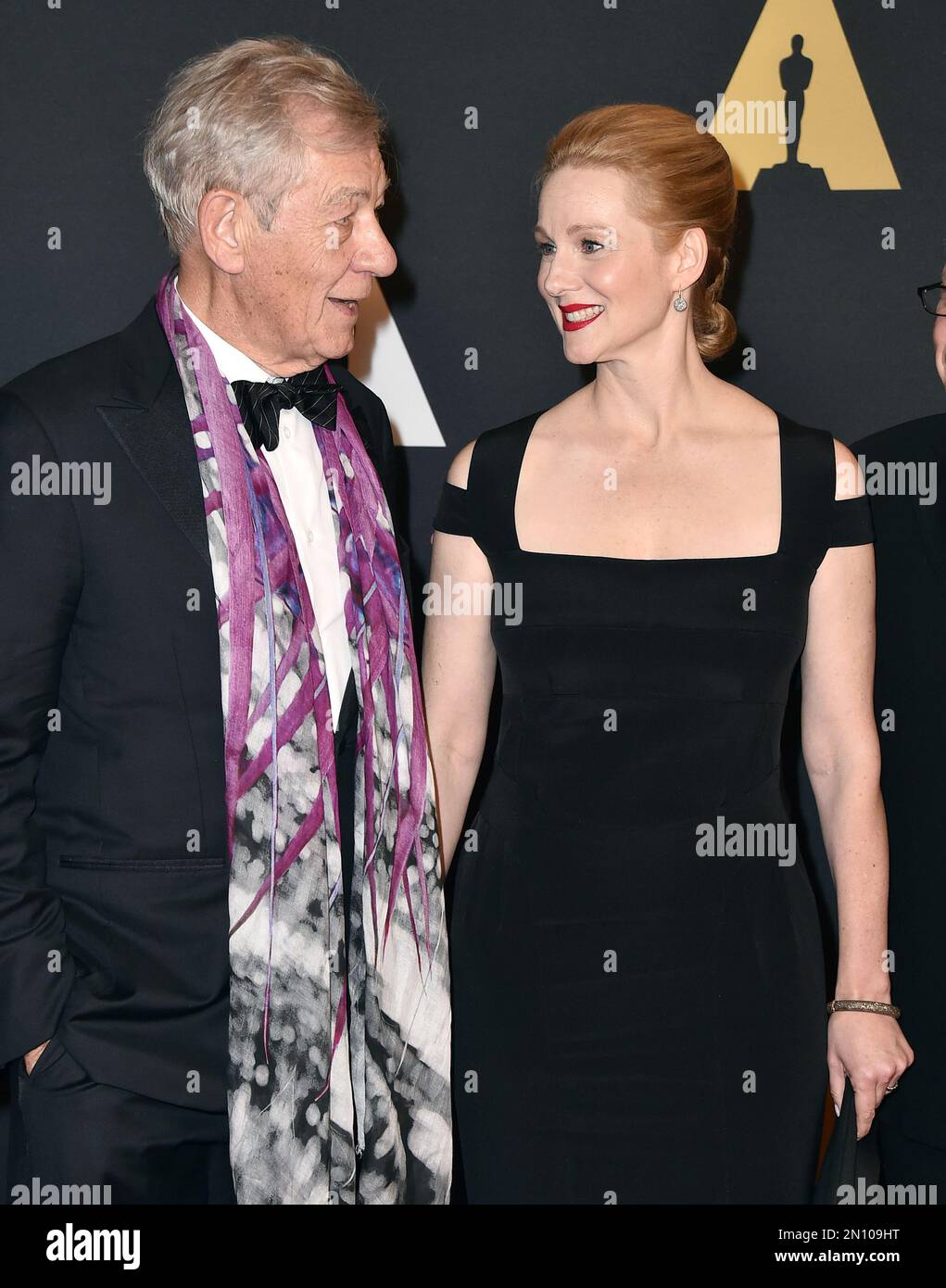 Ian McKellen, from left, and Laura Linney arrive at the Governors ...