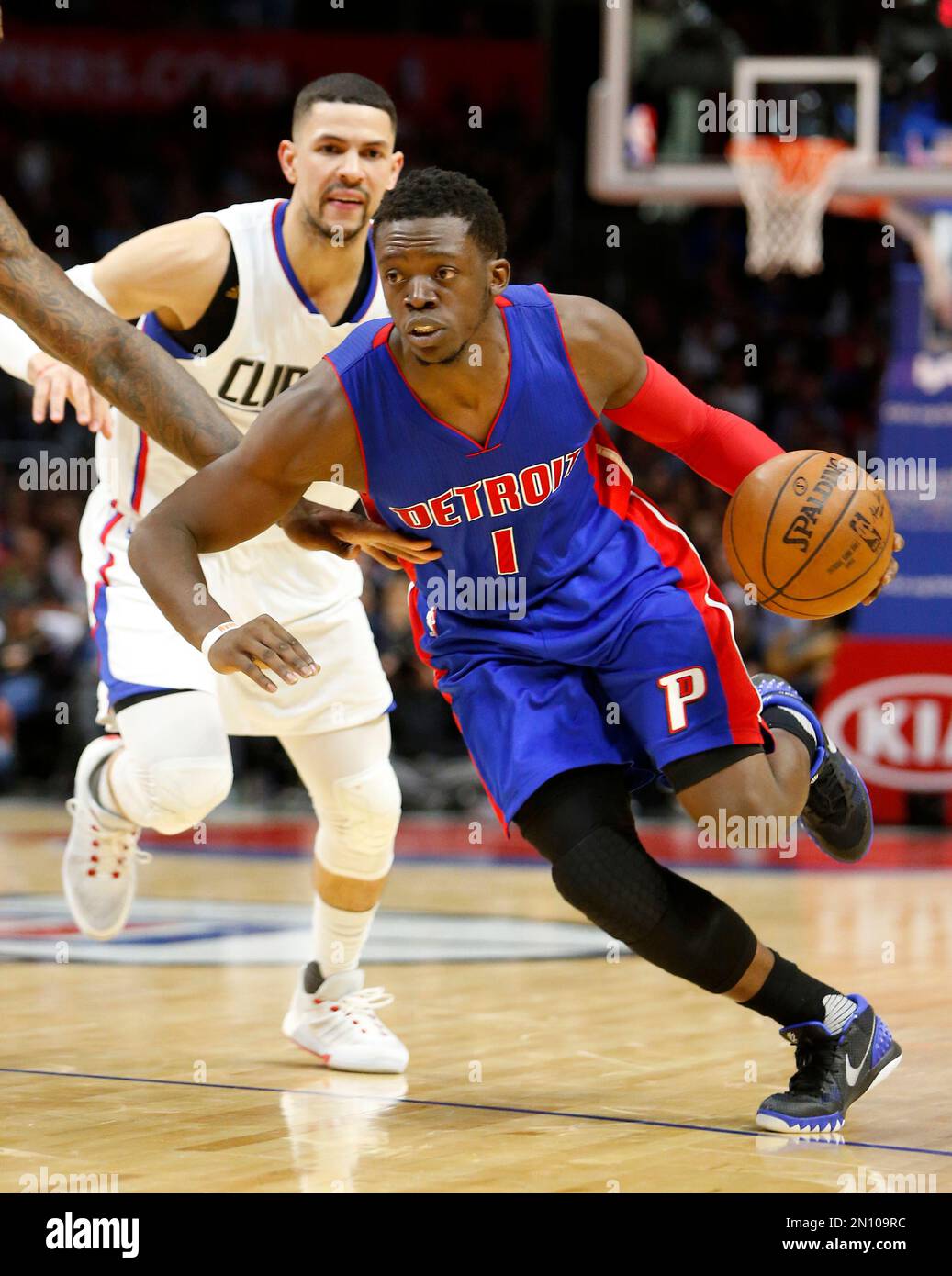 Detroit Pistons guard Reggie Jackson in an NBA basketball game against ...