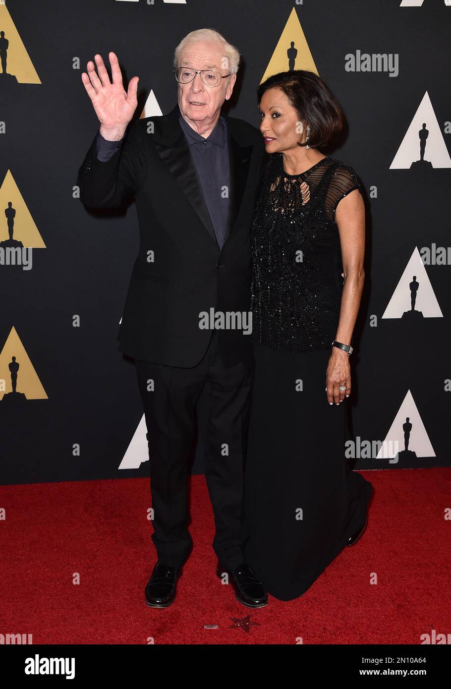 Michael Caine, left, and Shakira Caine arrive at the Governors Awards ...