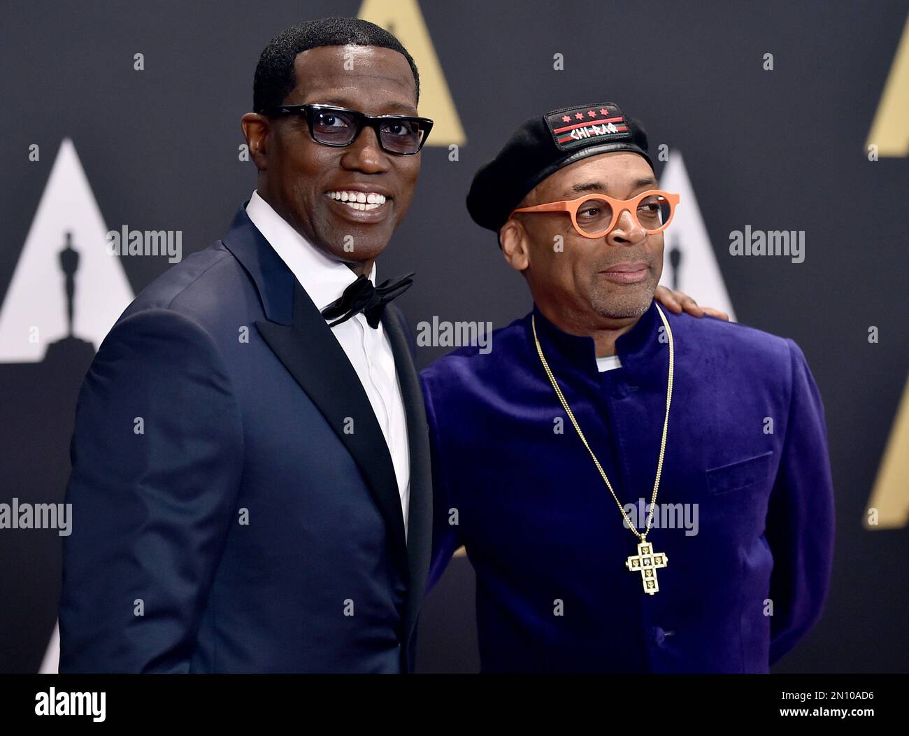 Wesley Snipes, left, and Spike Lee arrive at the Governors Awards at ...