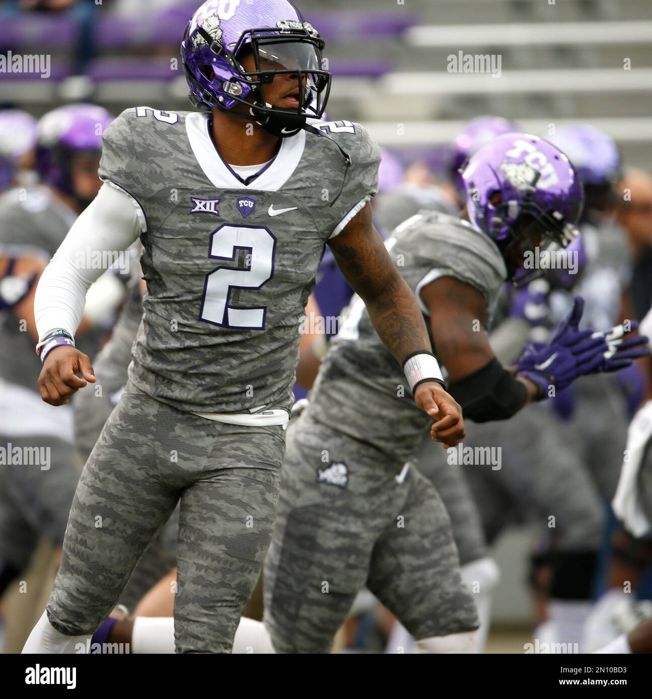 TCU quarterback Trevone Boykin (2) runs during warm-ups before TCU ...