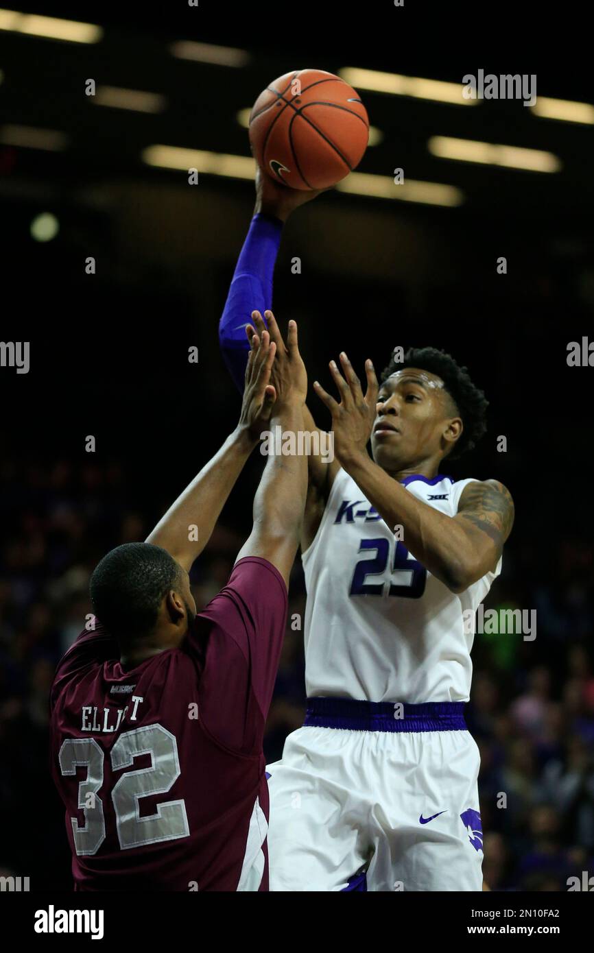 Kansas State forward Wesley Iwundu (25) shoots over Maryland Eastern ...