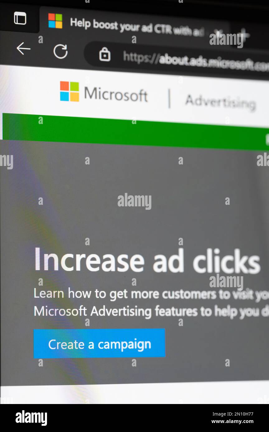 New york, USA - January 23, 2022: Creating ad campaign in Microsoft ads ...