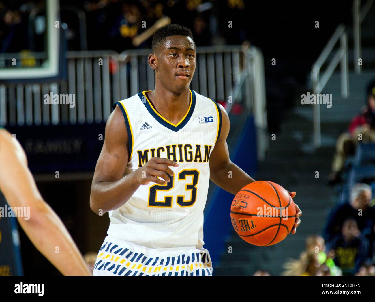 Michigan guard Caris LeVert (23) dribbles in the second half of an NCAA ...