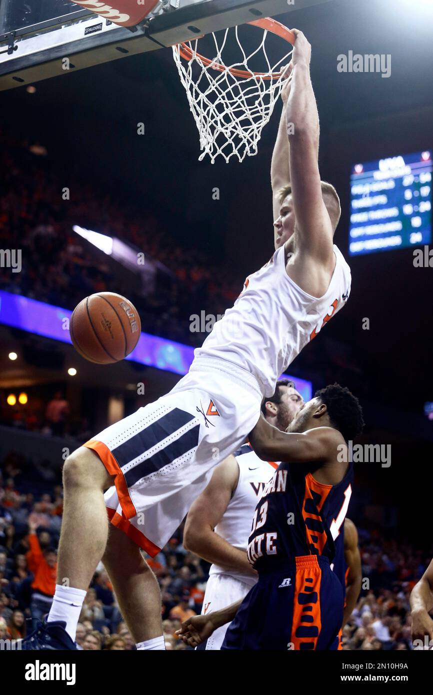 Virginia center Jack Salt (33) dunks during the second half of an NCAA ...