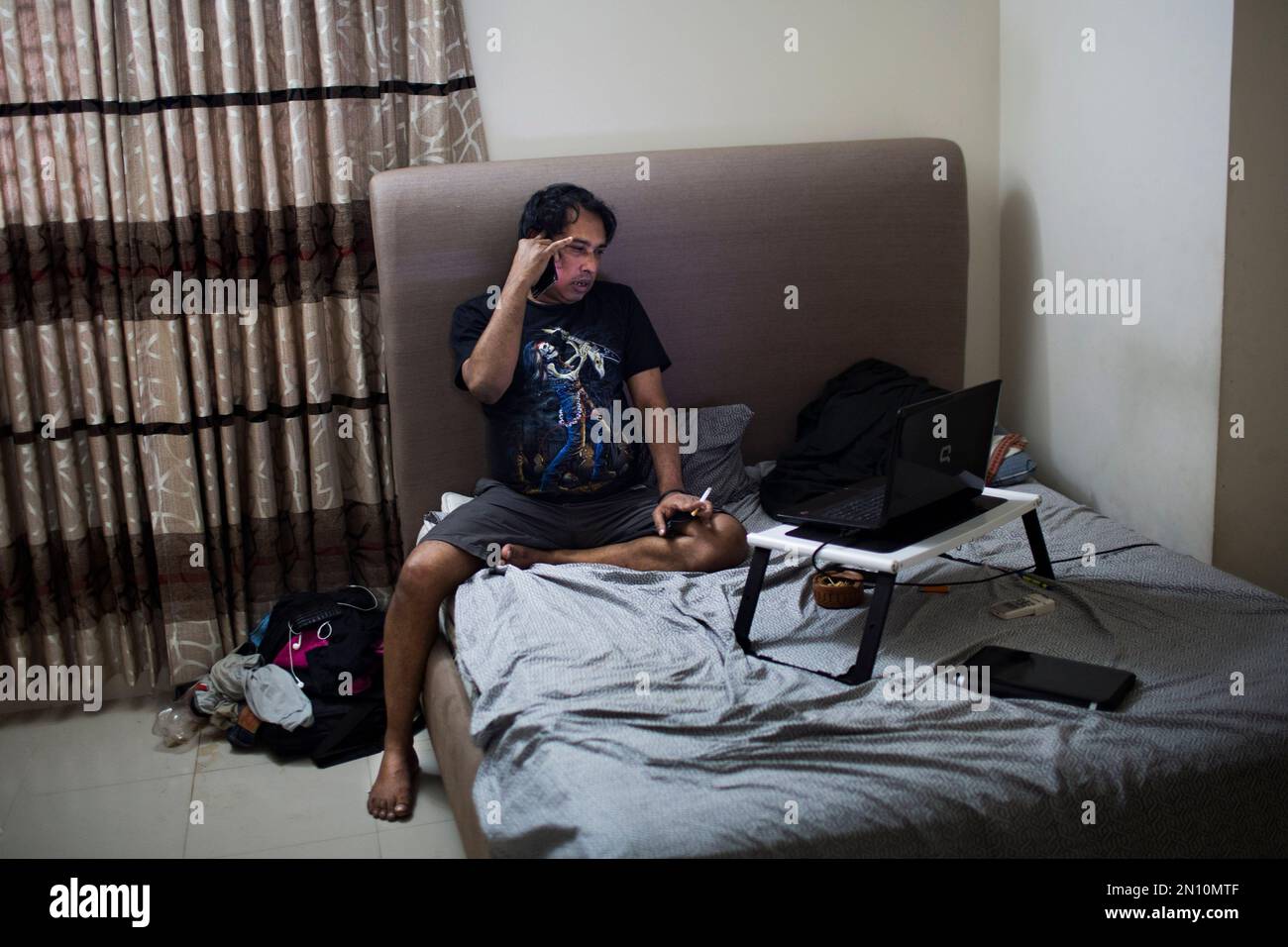 In this Nov. 4, 2015 photo, Bangladeshi blogger Omi Rahman Pial talks ...