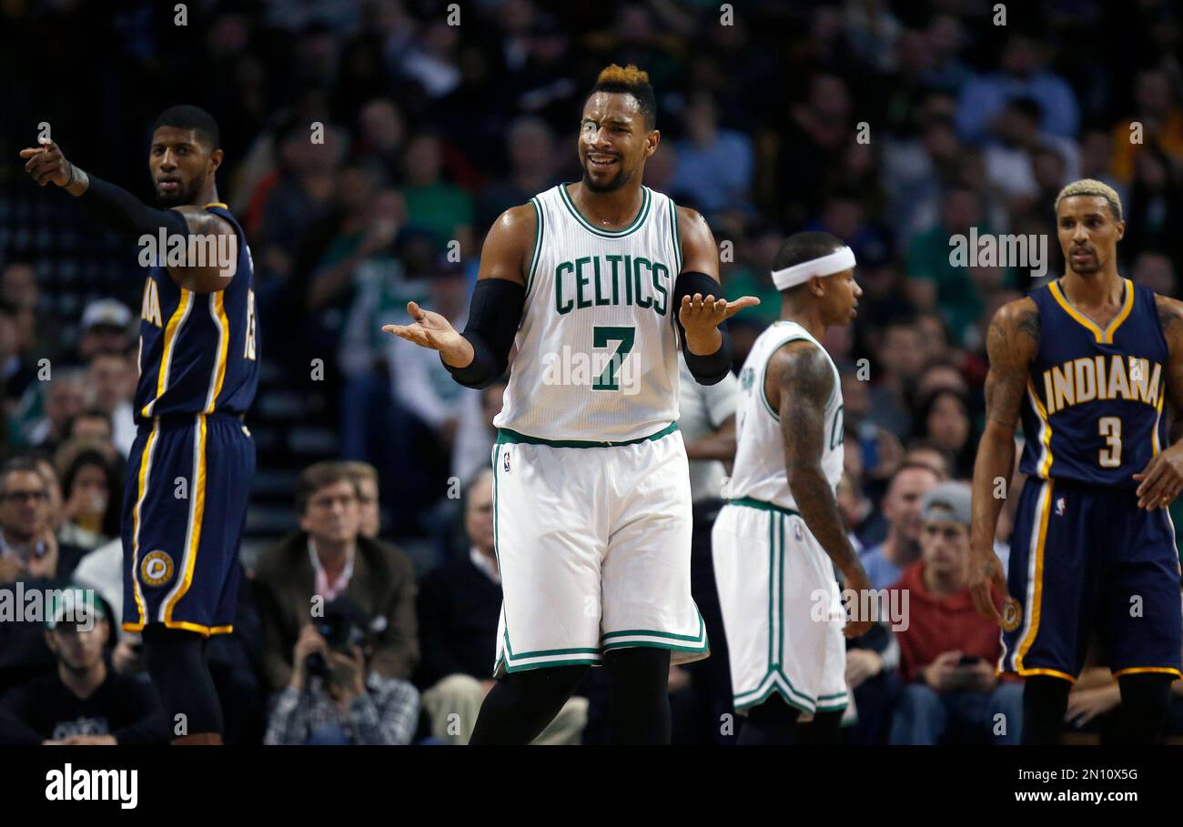 Boston Celtics' Jared Sullinger (7) reacts to a call between Indiana ...