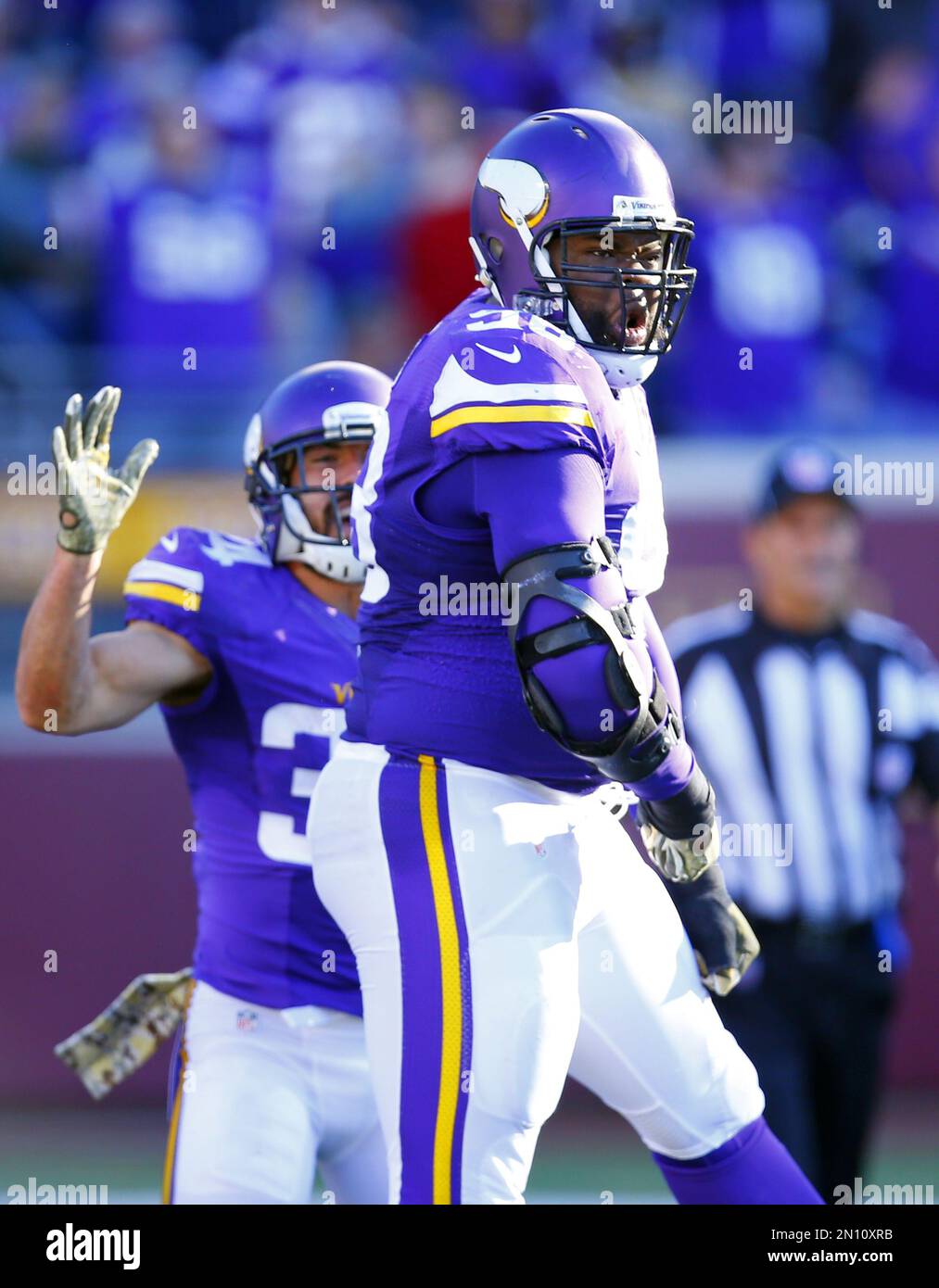Minnesota Vikings defensive tackle Linval Joseph (98) celebrates after ...