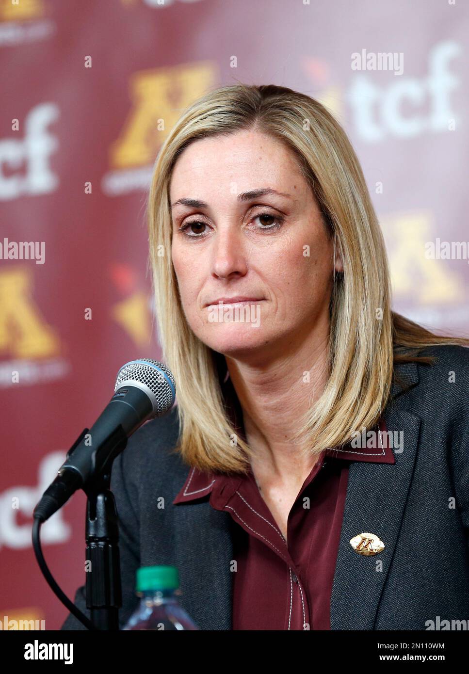 University of Minnesota interim athletic director Beth Goetz takes a ...