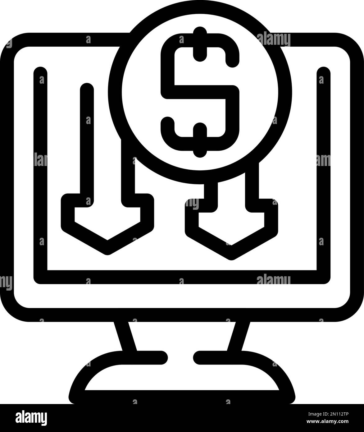 Monitor cash back icon outline vector. Money reward. Coin refund Stock ...