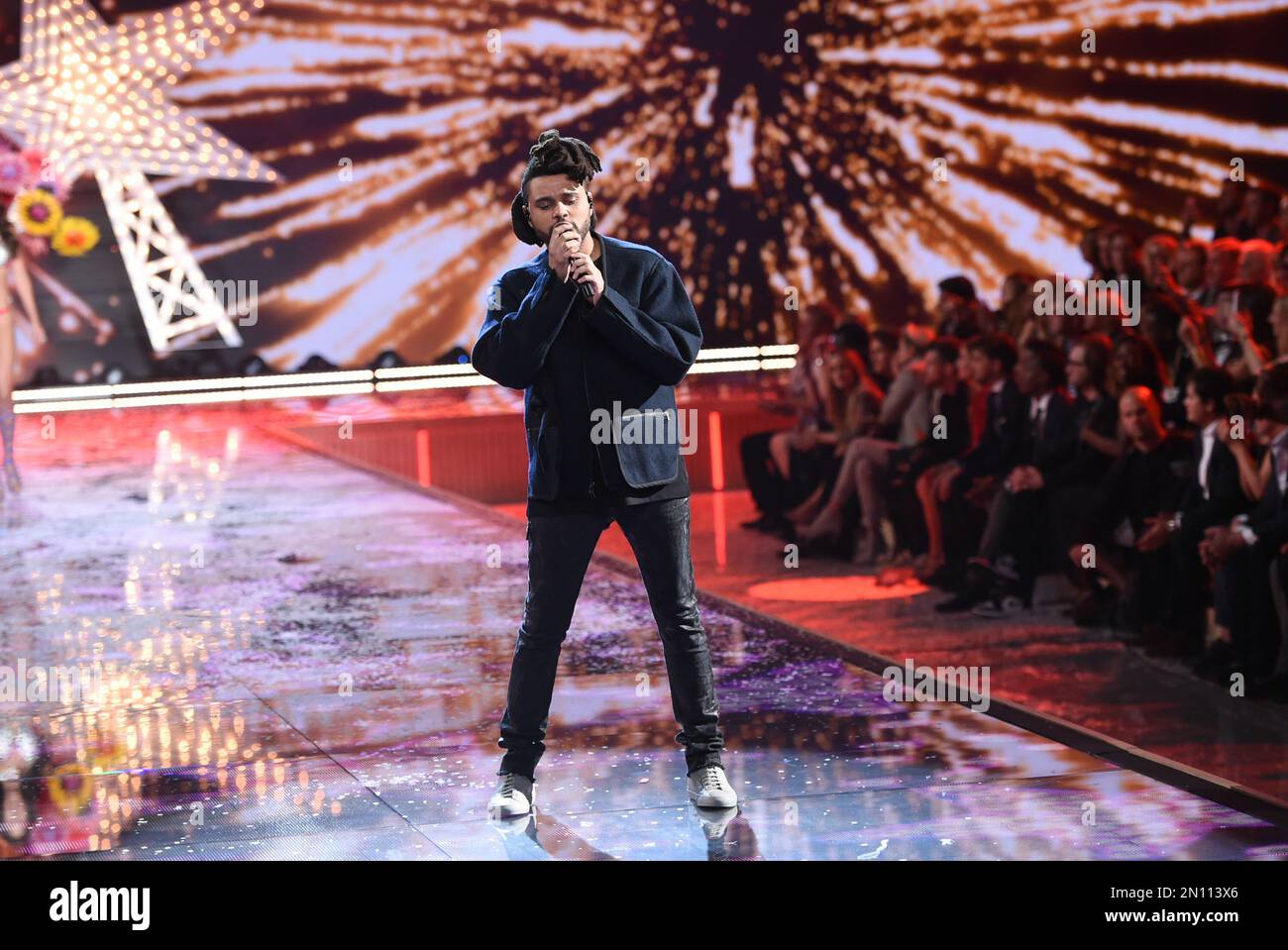 The Weeknd performs during the 2015 Victoria's Secret Fashion Show at ...