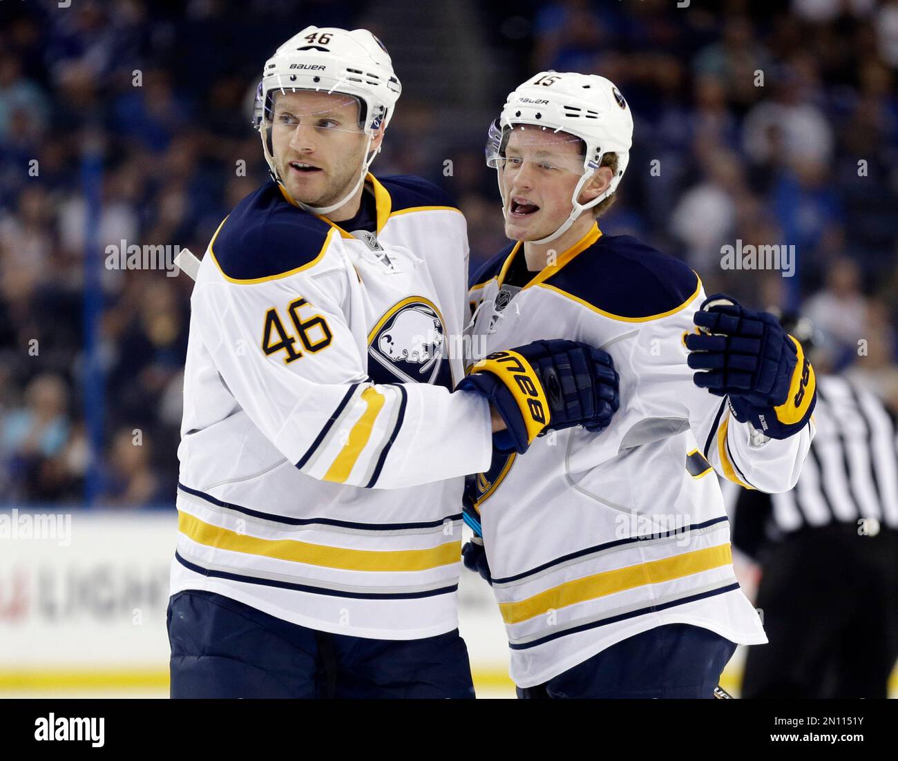 Buffalo Sabres Center Jack Eichel 15 Celebrates His Goal Against The Tampa Bay Lightning With