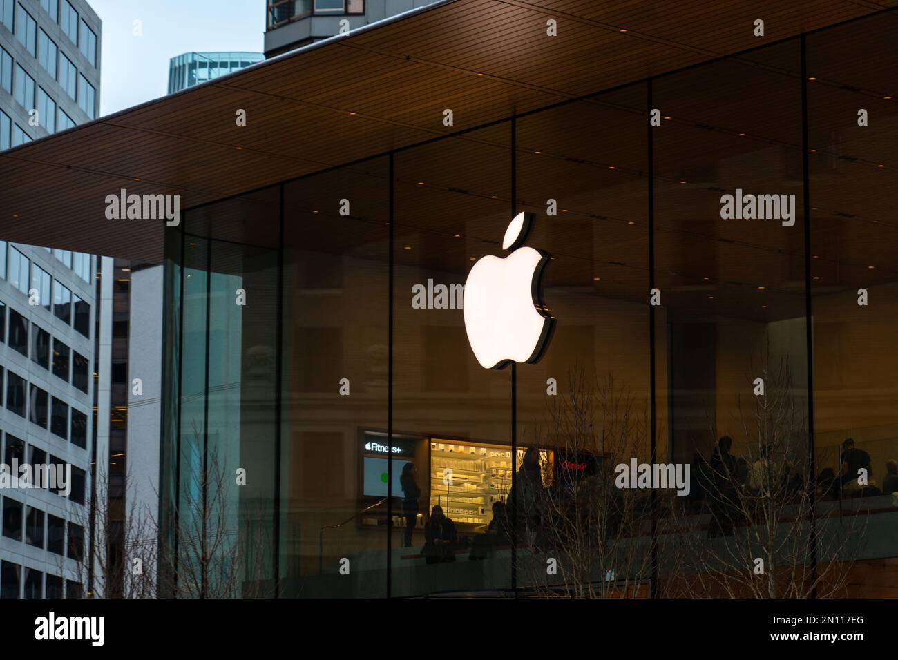 Vancouver, CANADA - Jan 31 2023 : The Store Sign of Apple Store, a ...