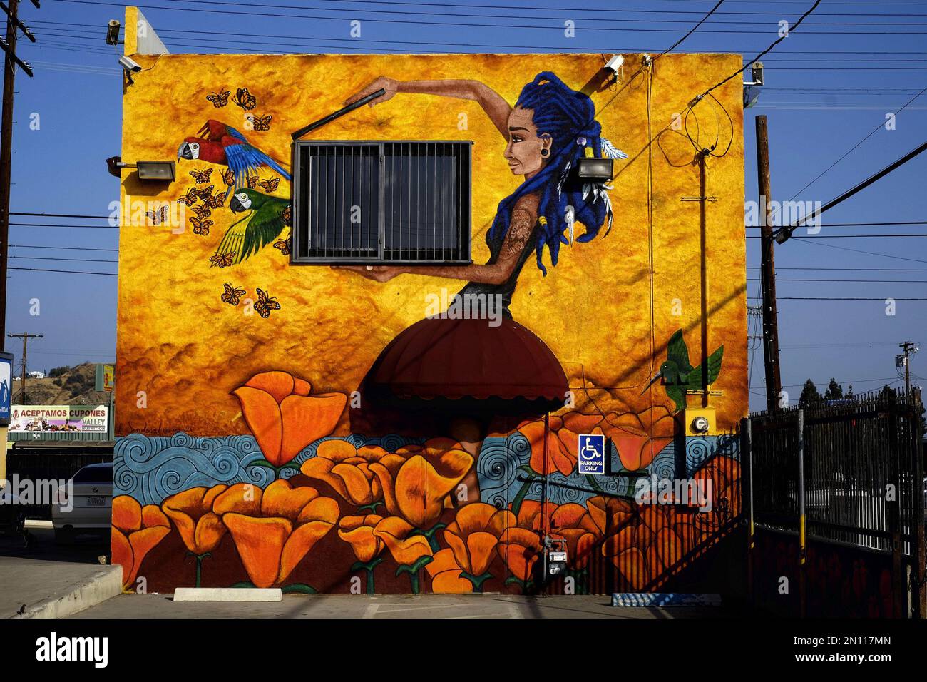 In this June 11, 2015 photo, a mural titled Decolonize by artist Kristy ...