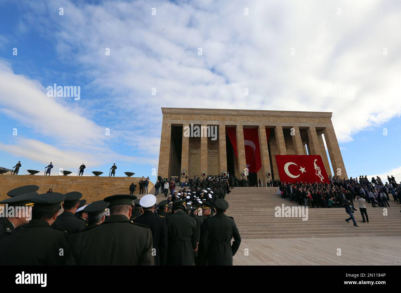Turkish army officers walk to his mausoleum to remember the nation’s founding father Mustafa ...