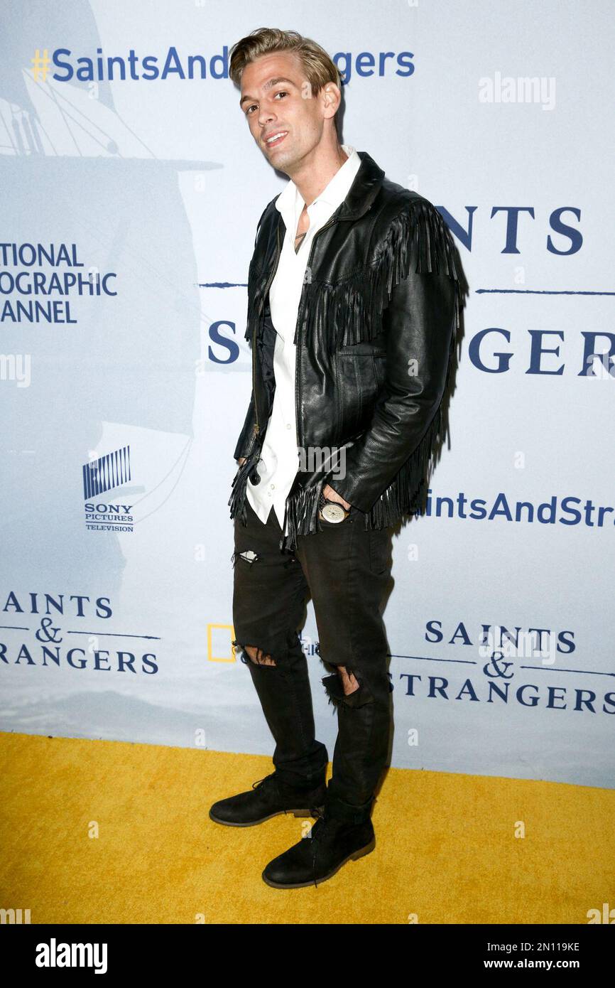 Aaron Carter arrives at the LA Premiere of "Saints & Strangers" at the ...