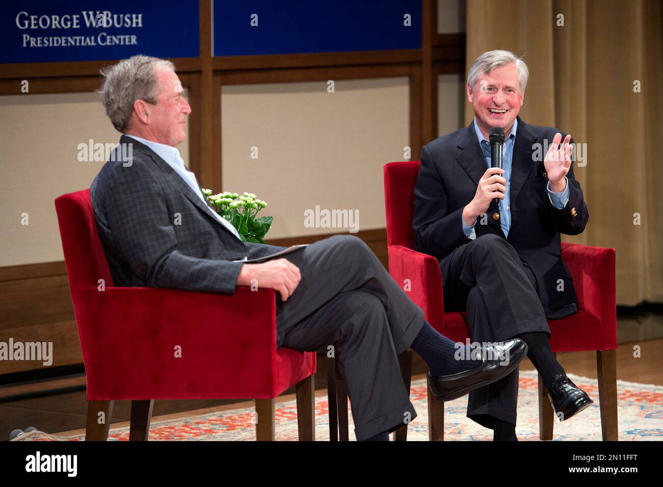 Pulitzer Prize winning author Jon Meacham, right, discusses his ...