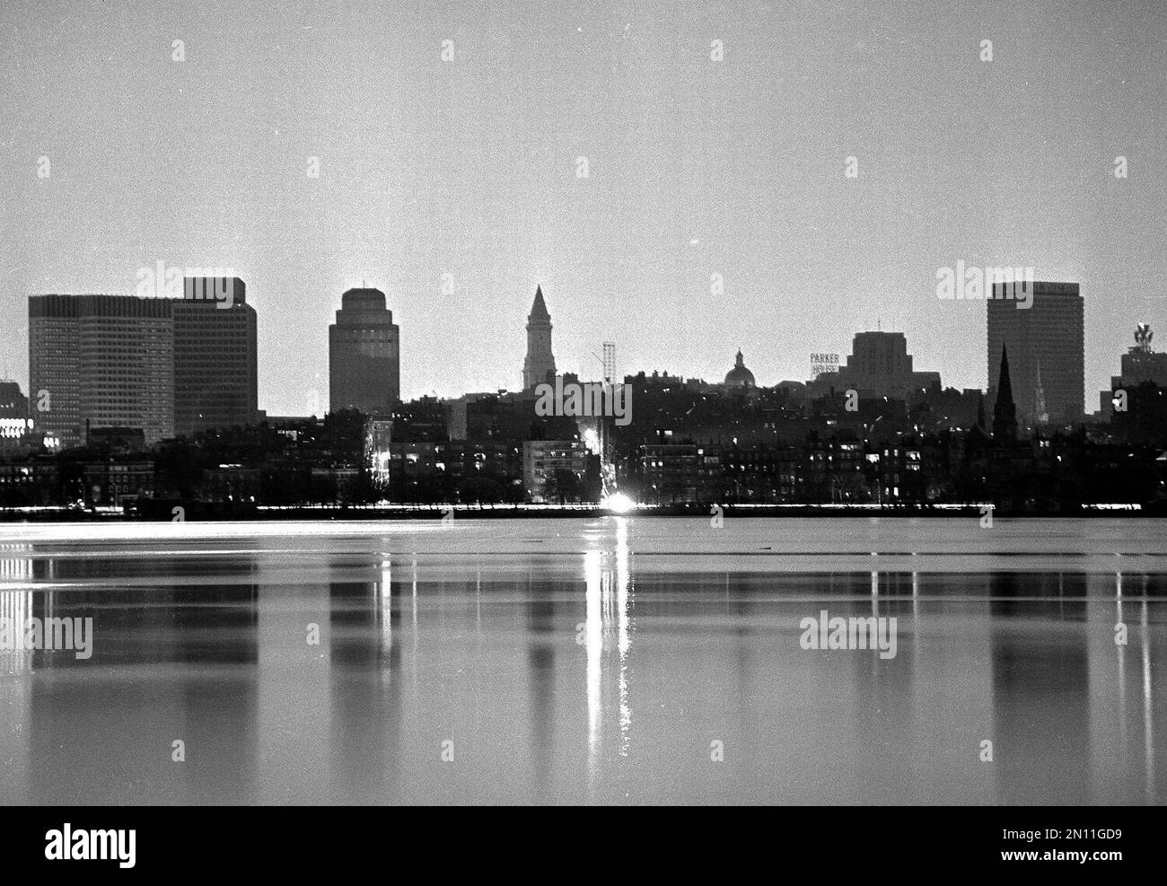 FILE - In this Nov. 9, 1965 file photo, the darkened Boston skyline is ...
