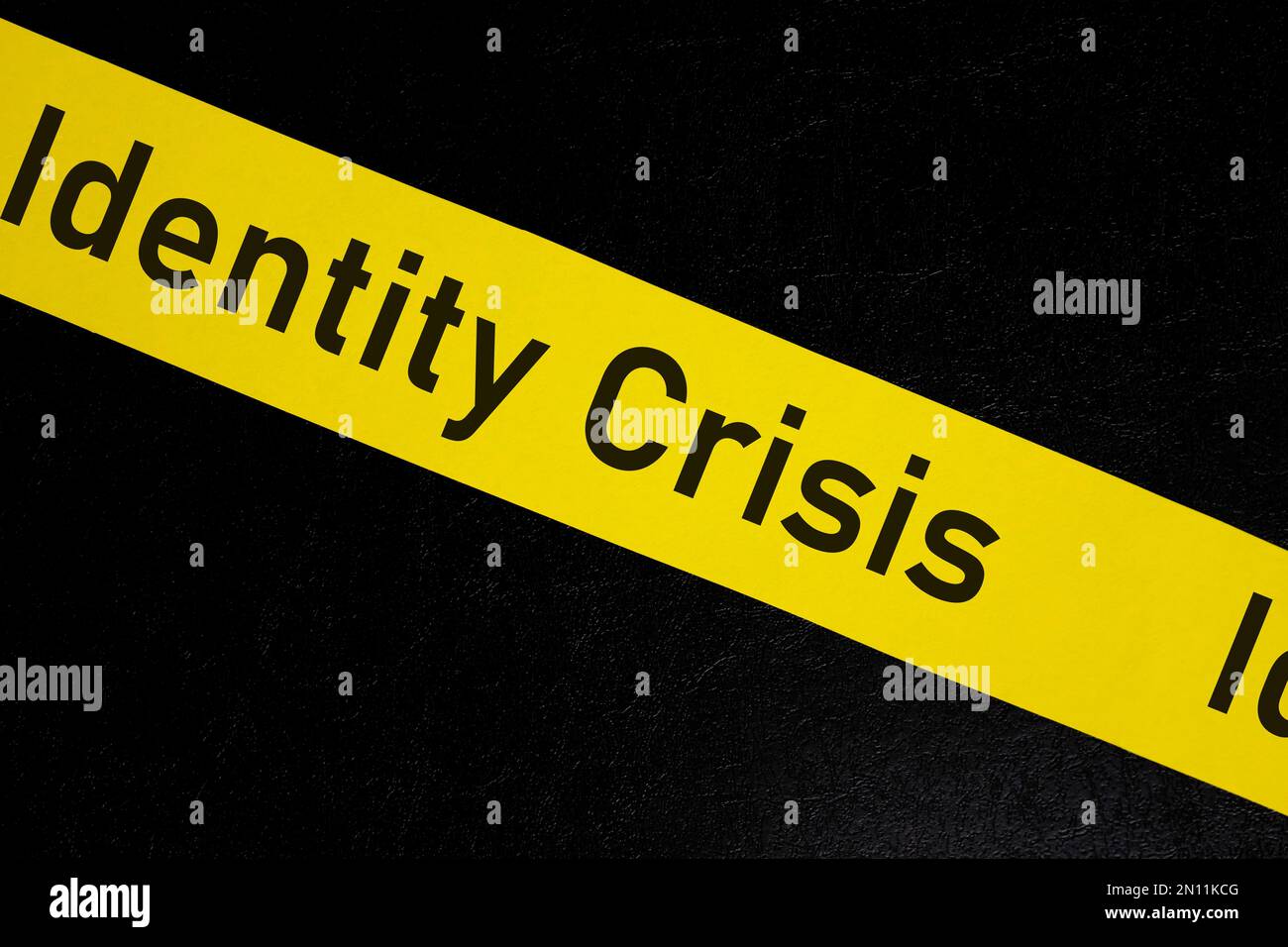 Identity crisis problem caution and warning concept. Yellow barricade ...