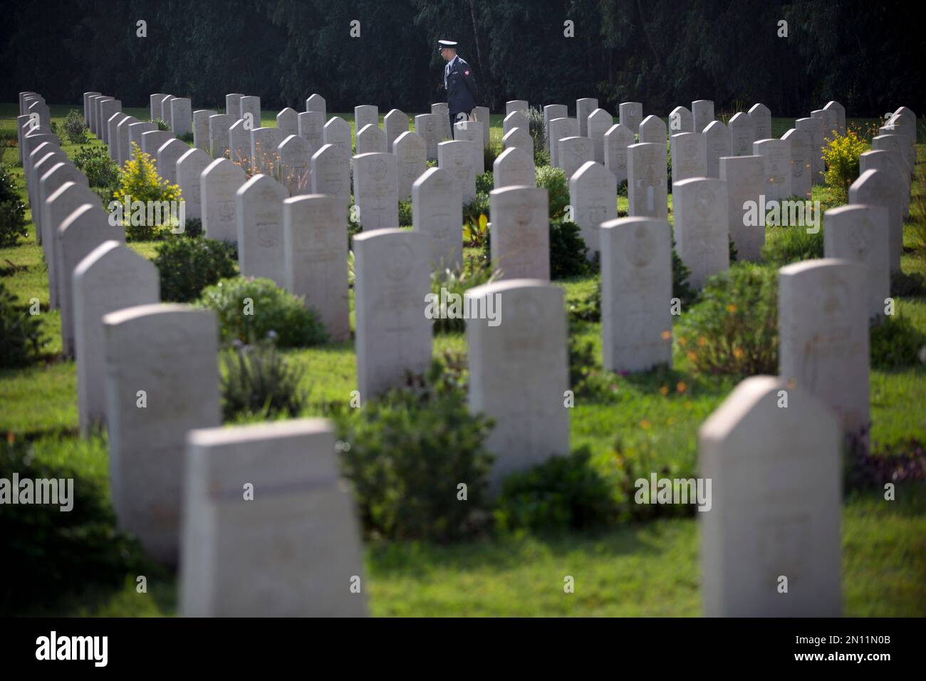 A military representative pays his respect during a Remembrance Day ...