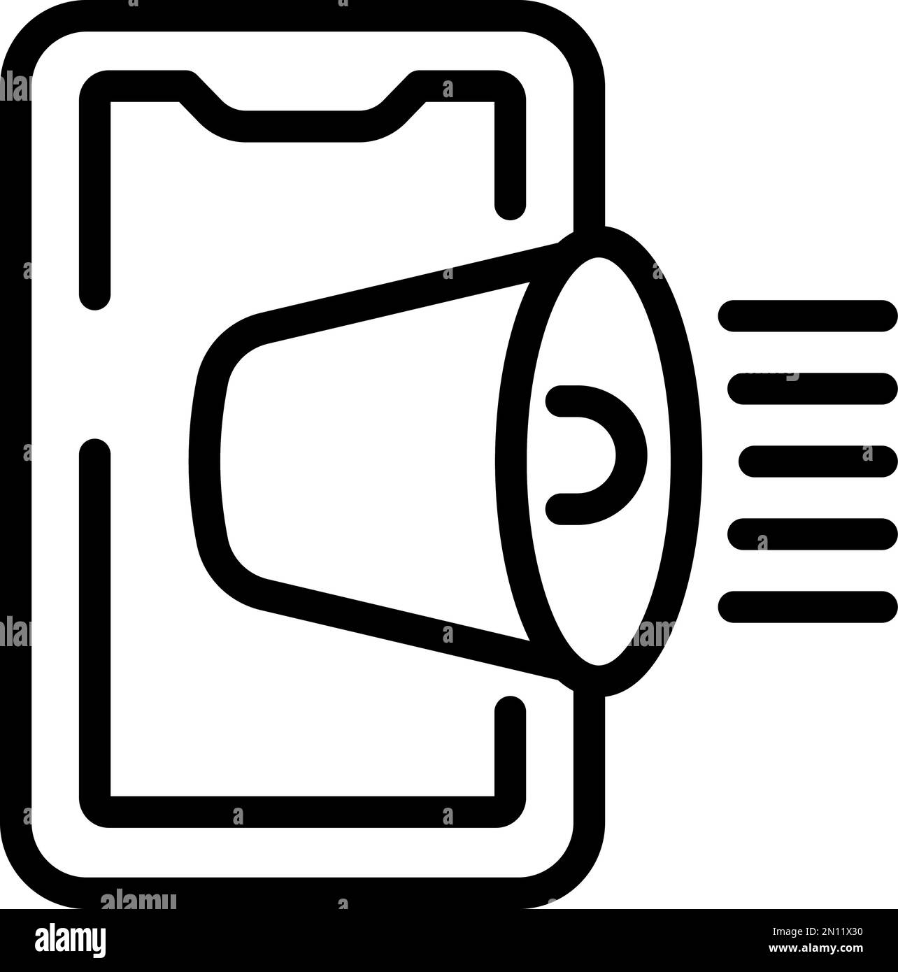 Smartphone alarm icon outline vector. Air raid. Alert siren Stock ...
