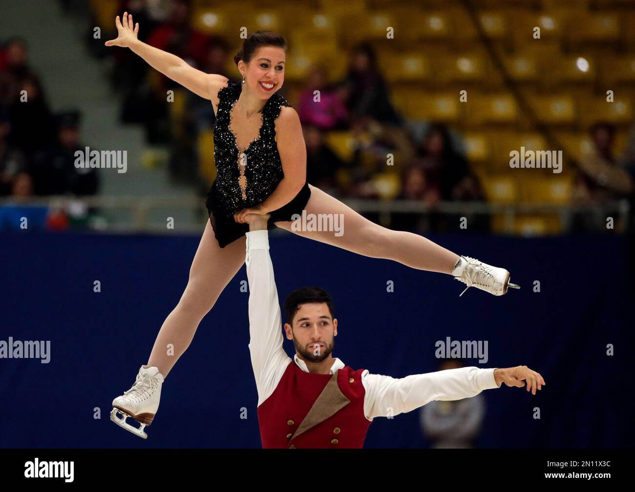 Canada's Vanessa Grenier and Maxime Deschamps compete in the Pairs Free ...