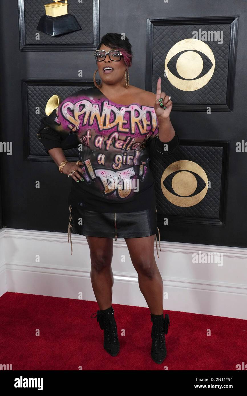 Spinderella arrives at the 65th annual Grammy Awards on Sunday, Feb. 5 ...