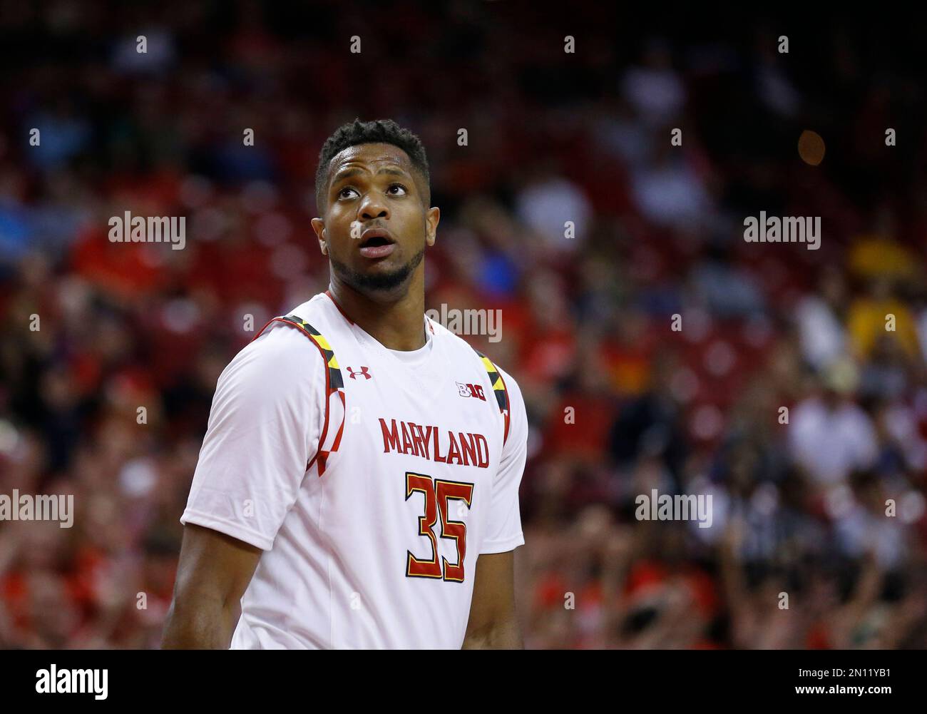 Maryland forward Damonte Dodd walks on the court in the second half of ...